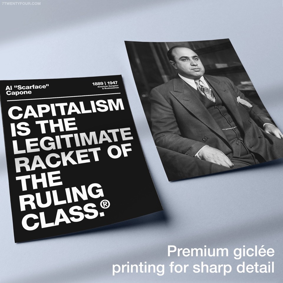 Al Capone Poster Set, Digitally Enhanced Portrait Quote Print, Gangster ...