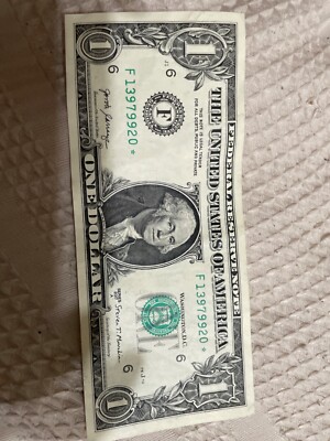 Solid Star Note Error One Dollar Bill Star Note Series 2017 F01549290 ...