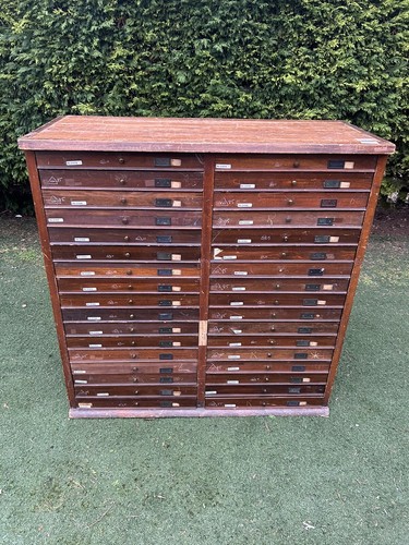 Antique Wooden 40-Drawer Plan Chest Cabinet – Vintage Industrial ...