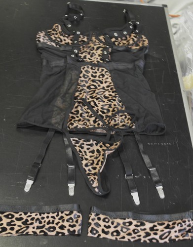 LOT#4 Sheer Leopard Print Basque-STOCKING TOP HOLDERS- BRIEFS -SMALL | eBay