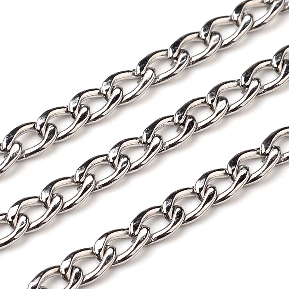 33ft 304 Stainless Steel Twisted Curb Chains Soldered Oval Link Strings ...