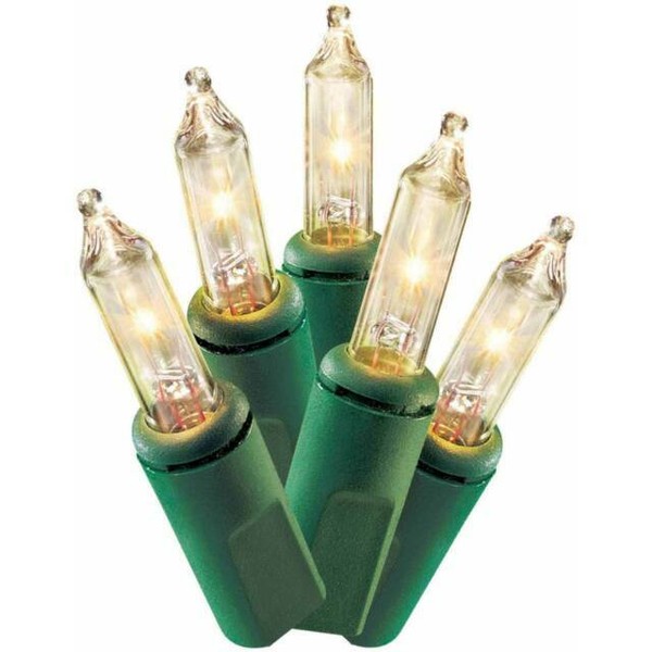 Holiday Time 300 Clear Mini Lights Lighted Length 59' Green Wire Indoor ...