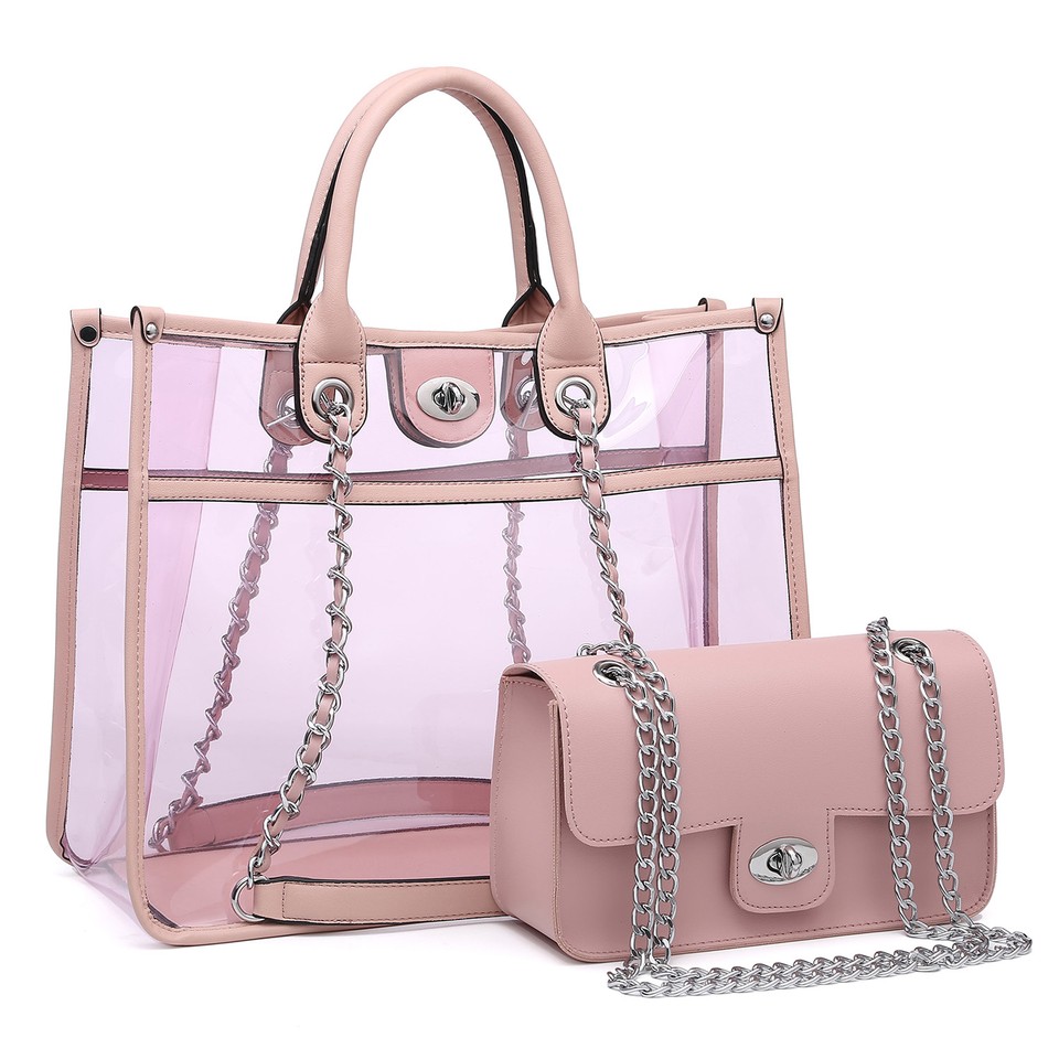 Large Clear Tote Bags for Women Chic Transparent Purse with Twist Lock ...