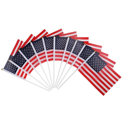 100pcs American Flags Mini US Handheld Stick Flags on Metal with Round ...