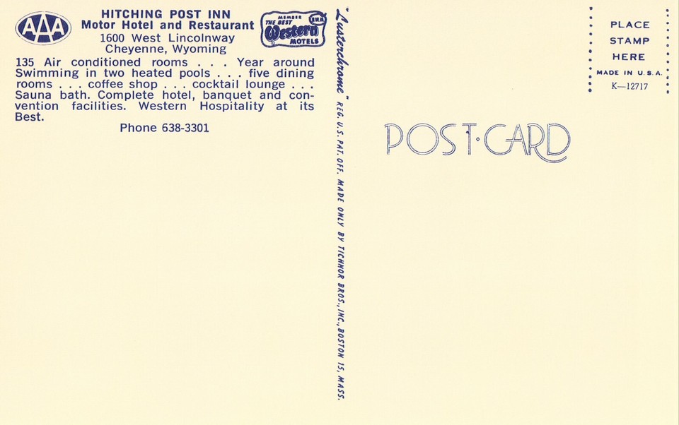 Hitching Post Inn - Cheyenne, Wyoming - Vintage Postcard | eBay