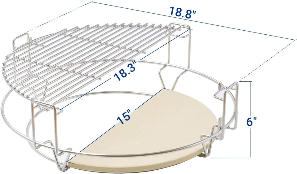 Grill Grate Heat Deflector Rack Cooking System for Large Big Green Egg ...