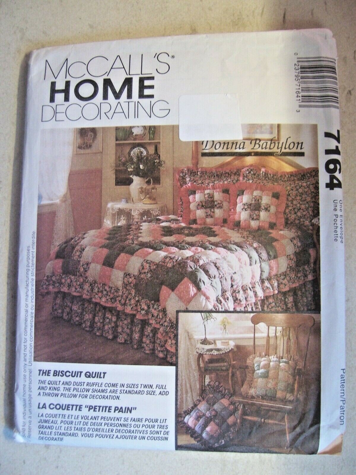 The Biscuit Quilt, McCall's Home Decorating Pattern, 7164, New & Uncut ...