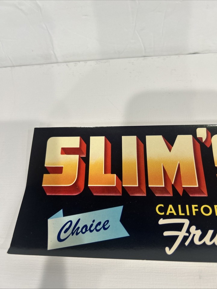 Slim’s Best Choice California Fruit Produce Crate Label Dinuba Central ...