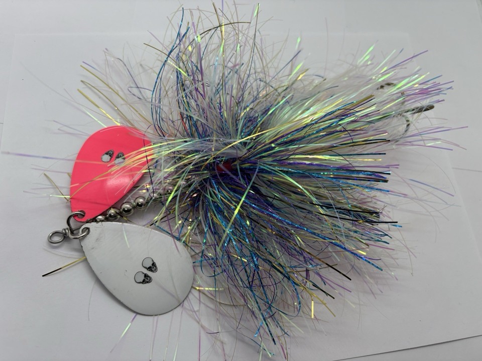 9” Dadson Blade Baits Pink White Frozen FTFF! Bucktail Musky Lure | eBay