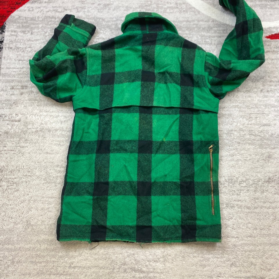 VTG Johnson Woolen Mills Jacket 38 Green Zip Buffalo Cruiser Mackinaw ...