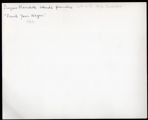 BURGESS MEREDITH wife KAJA SUNDSTEN at film Premiere PAINT YOUR WAGON ...