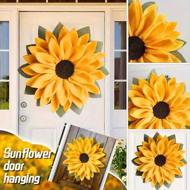 Home Fabric Door Sign Spring Summer Sunflower Wreath Decorative Wall ...
