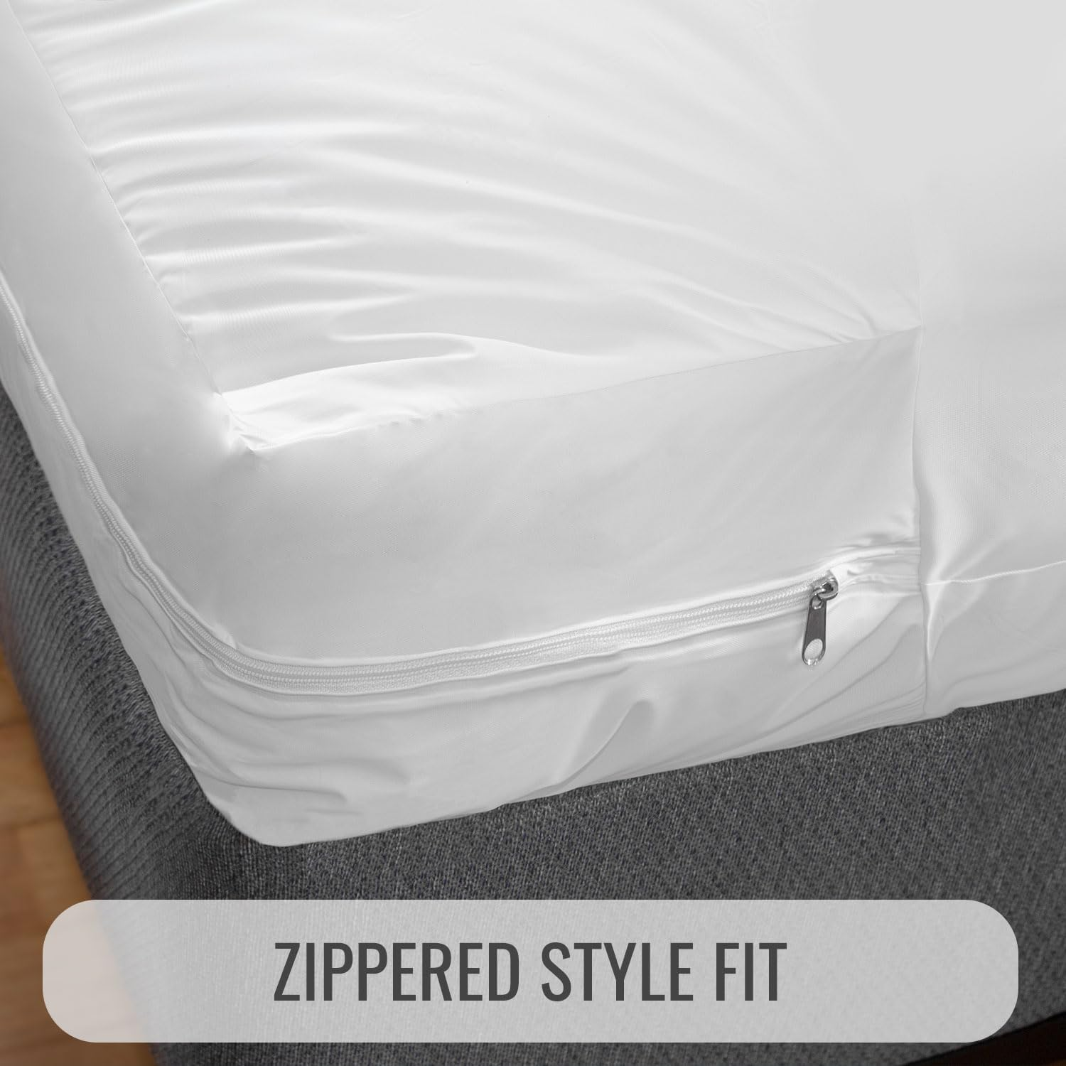 Mattress Cover Waterproof Anti-Allergen Zippered Bed Bug Protector ...
