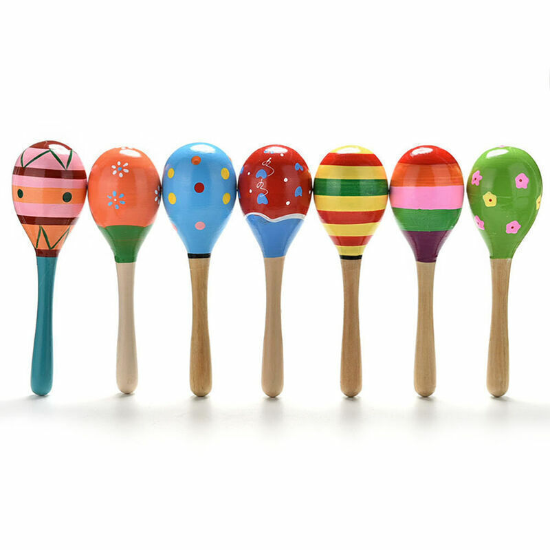 Shaking Music Wooden Maraca Rattles Baby Kids Educational Toy Musical ...