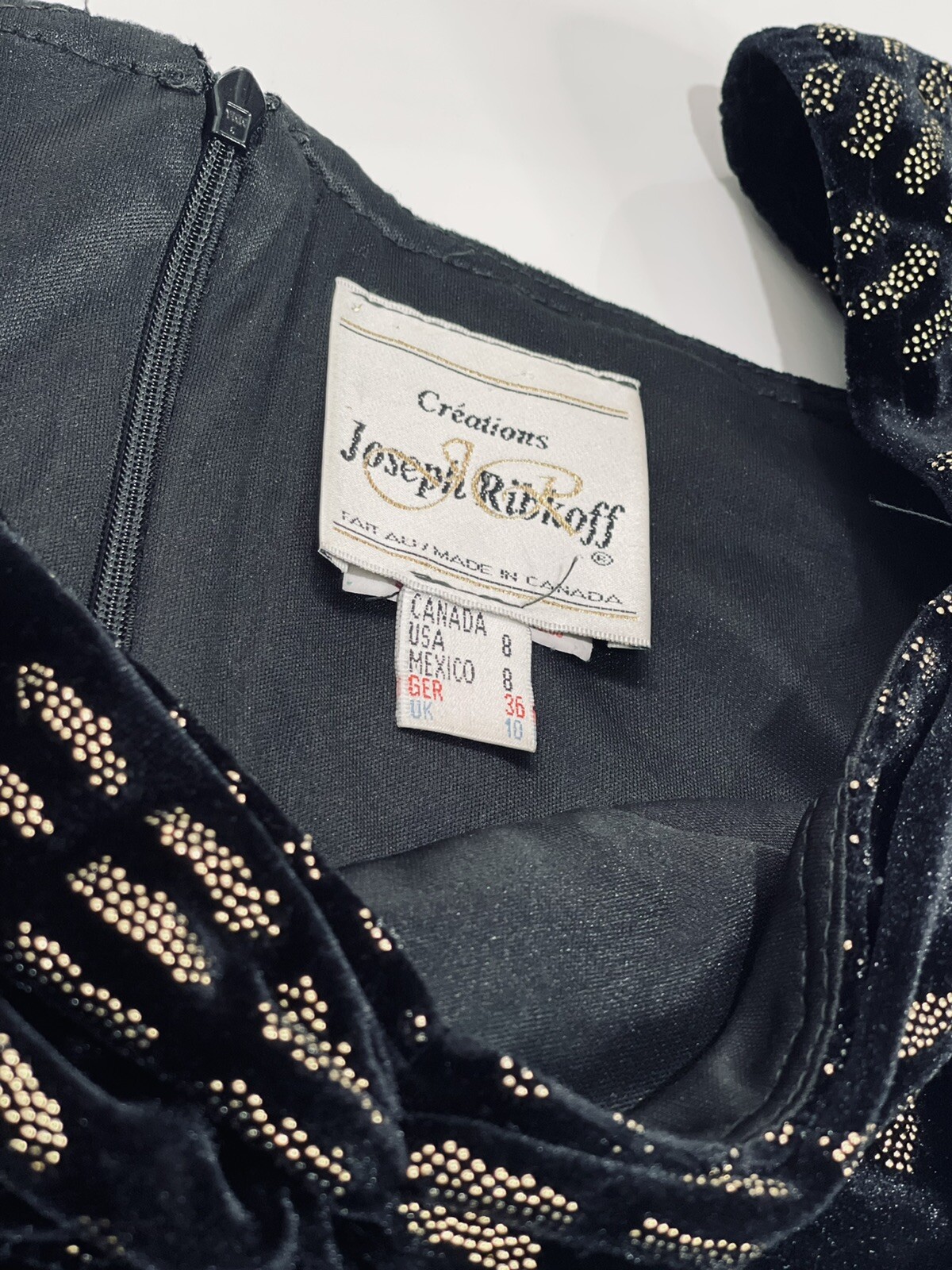 Joseph Ribkoff Designer Black and Gold Evening Dress … - Gem