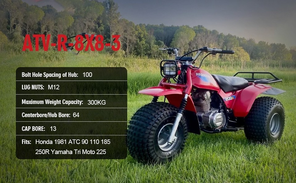 8x8 ATV Wheels Rims for Honda ATC 110 185S 250R Front Rear 8" 3/100 4+4 ...