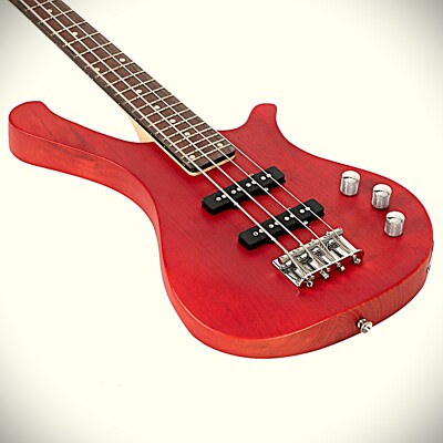 Red Short Scale Micro Bass with Solid Mahogany Body for Kids ...