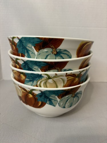 Set Of 4 Royal Norfolk Pumpkin Fall Harvest Bowls Stoneware 6” | eBay