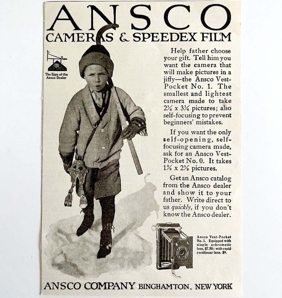 1916 Ansco Cameras Speedex Film Advertisement Photography Binghampton ...
