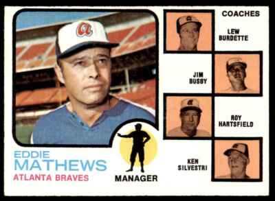 1973 TOPPS. EDDIE MATHEWS/LEW BURDETTE/JIM BUSBY/ROY HARTSFIELD/KEN ...