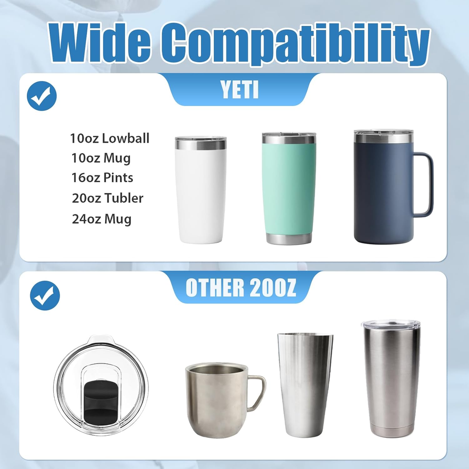 Tumbler Lids for Yeti, 20 oz Magnetic Replacement Tops for 20 oz ...