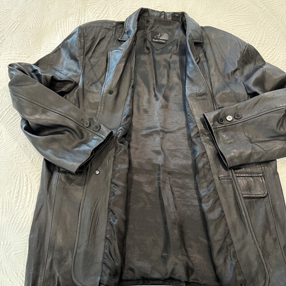 J.Ferrar Black Genuine High Quality Leather Mens Blazer 3 Button Jacket ...
