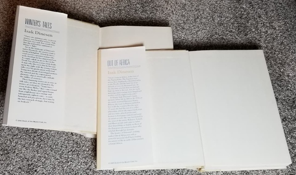 Set-Isak Dinesen's Out of Africa & Winter's Tales-Book of the Month ...