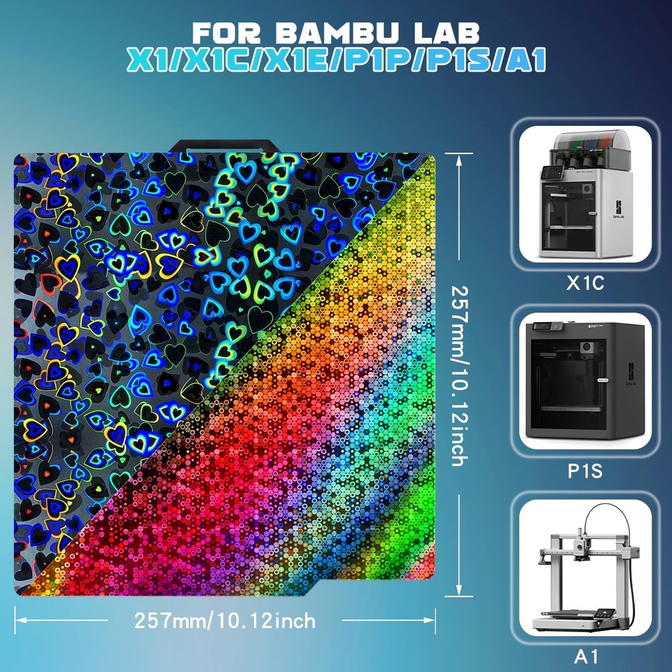 3D Effect Build Plate for Bambu Lab A1/X1C/X1/X1E/P1P/P1S 3D Printer ...
