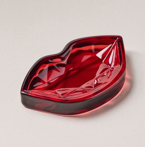 NWT Anthropologie Cut Glass Lip Trinket Dish 4" Wide VALENTINE'S DAY ...