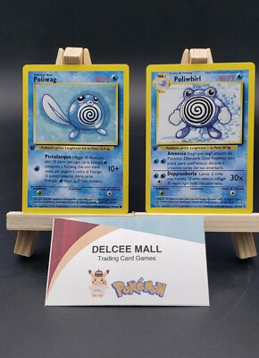 Italian Pokemon TCG 1st Edition Poliwag & Poliwhirl Base Set Non-Holo ...
