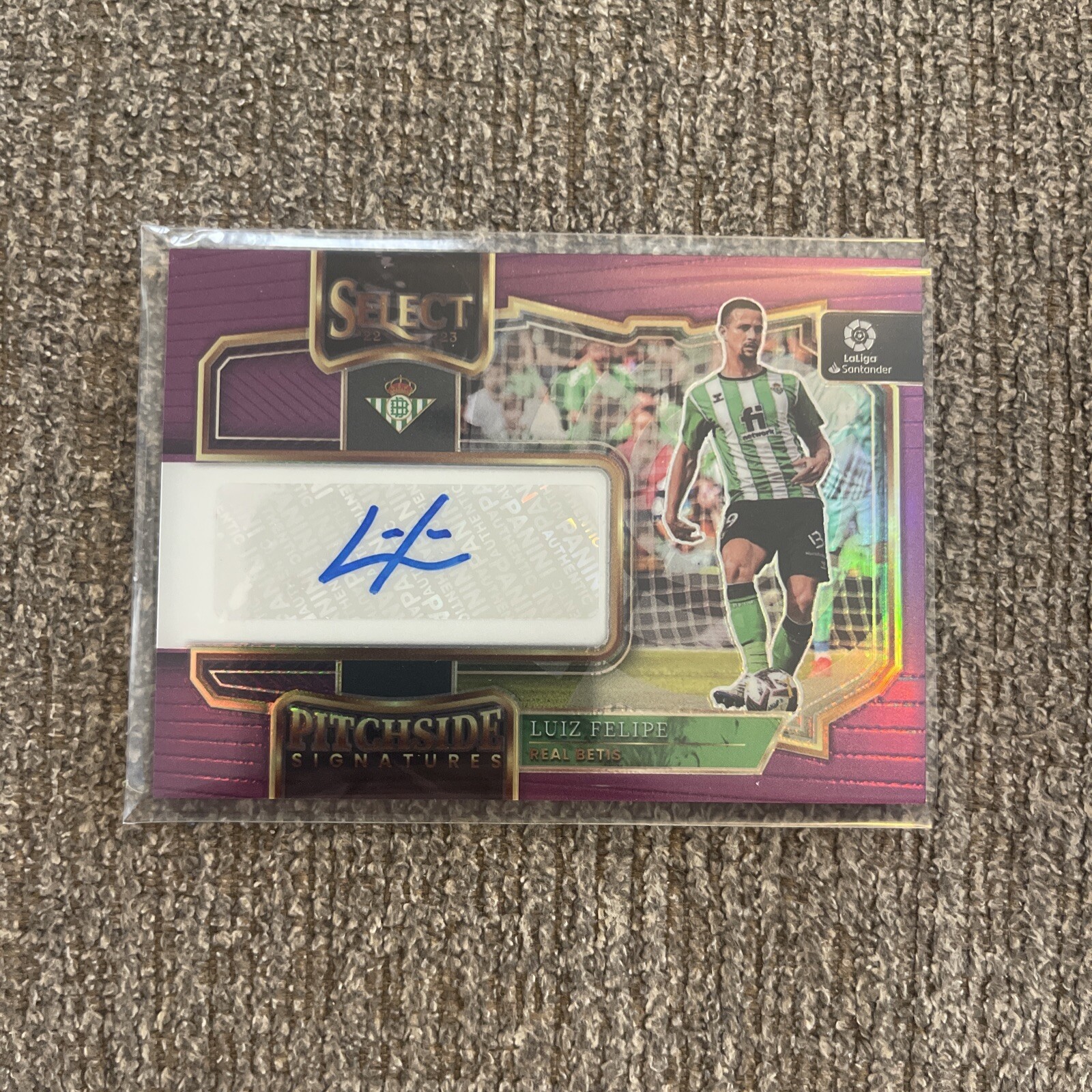 2022-23 Select La Liga Prizm Purple Pitchside Signatures Luiz Felipe ...