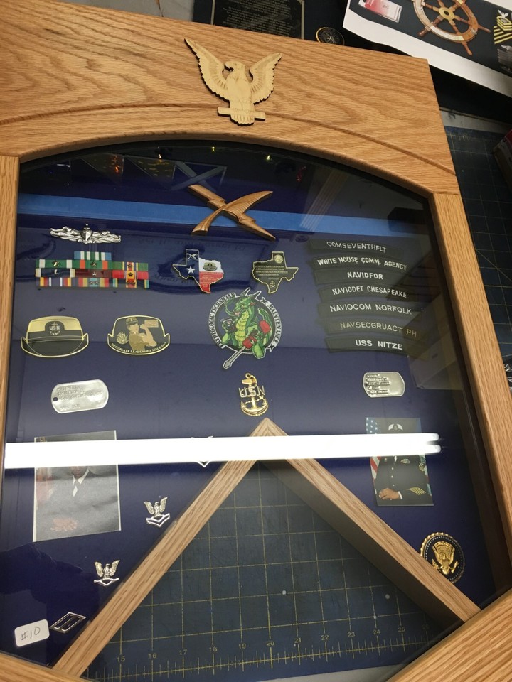 Military Shadow Box with Flag, Medals, Insignia, and Wooden Frame | eBay