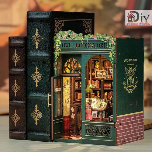 Book Nook DIY | The Owl Bookstore - Bookshelf Kits 3D Wooden Puzzle | eBay