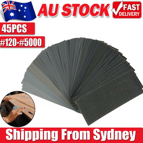45Pcs Wet Dry Sandpaper Polishing Abrasive Waterproof Paper Sheets 120 ...