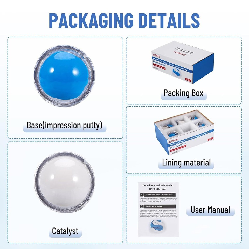 12Pcs Dental Hydrophilic Firmer Teeth Impression Putty Fast Set Silicon ...