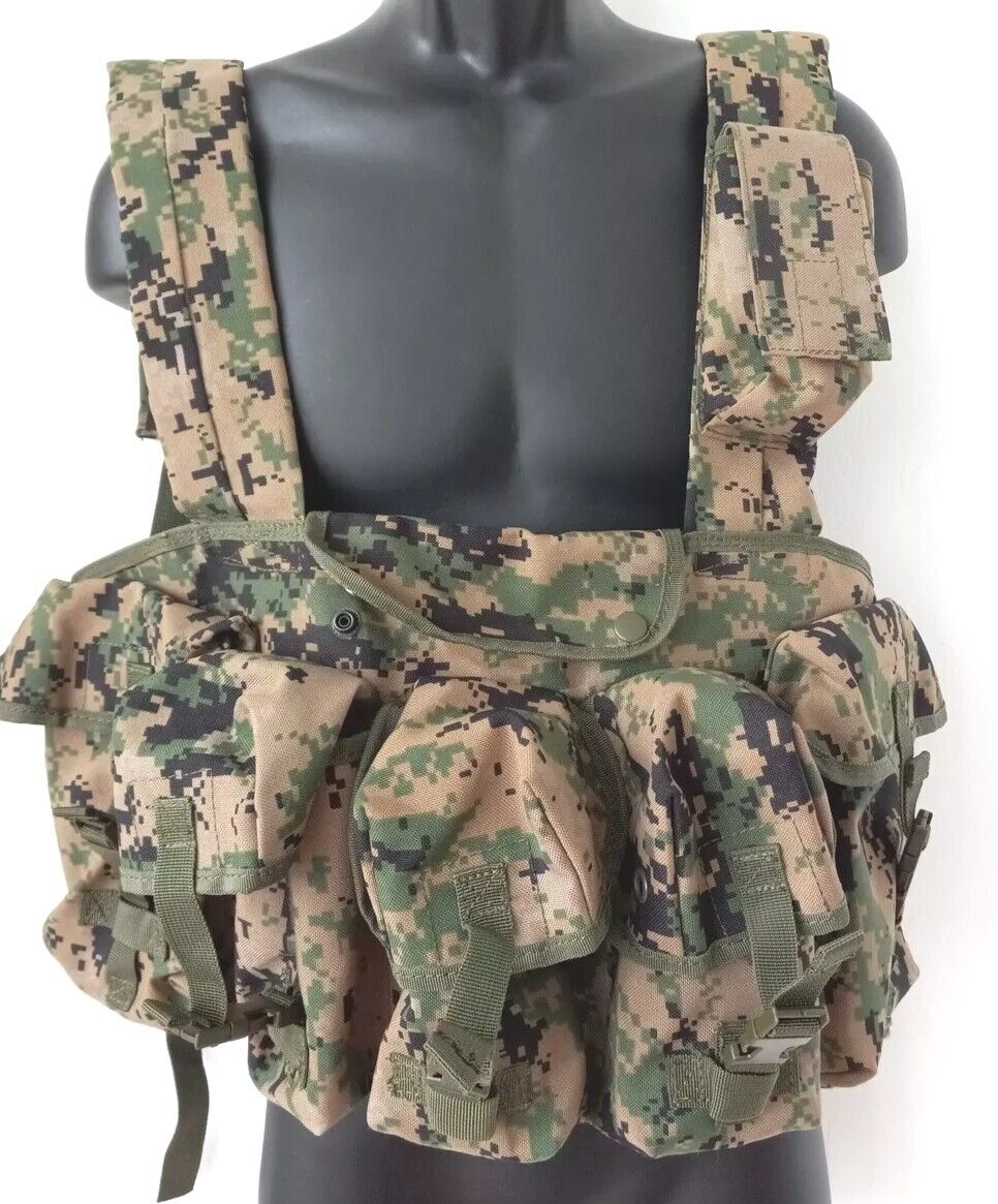 Tactical Camo Chest Rig Hunting Game Combat Front 5 Pouch Adjustable | eBay