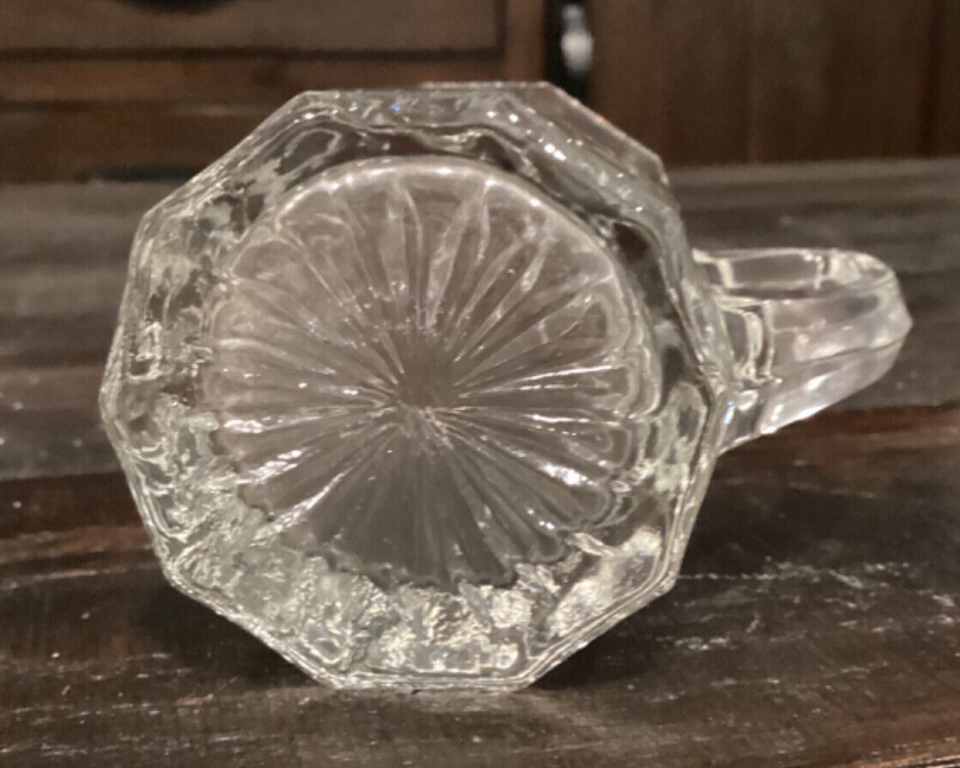 VTG Clear Glass Individual Creamer/Syrup Pitcher Heavy Ribbed Sunburst ...