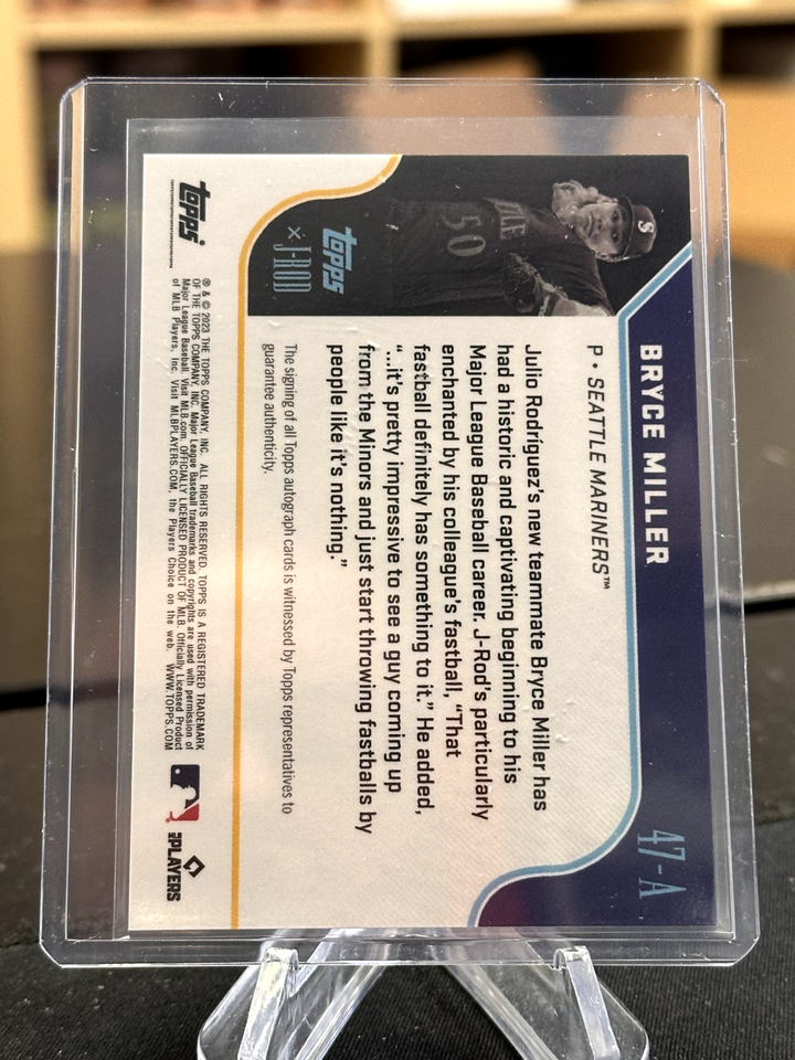 BRYCE MILLER 2023 TOPPS X J-ROD BLUE FOIL AUTOGRAPH /44 ROOKIE RC ...