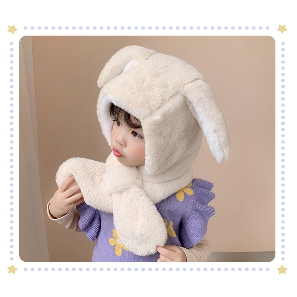 Boys Girls Warm Hat Neck Wrap Plush Rabbit Ear Cap Cartoon | eBay
