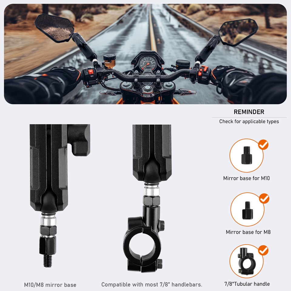 Foldable Adventure Motorcycle Rearview Mirrors For Suzuki DR200 350 ...