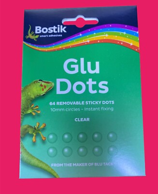 Blu Tak Glu Dots Removable Clear Double Sided Sticky 64 Dots BOSTIK ...