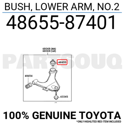 4865587401 Genuine Toyota BUSH, LOWER ARM, NO.2 48655-87401 | eBay