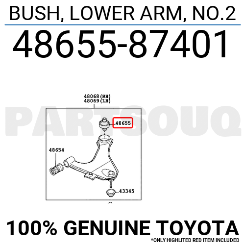 4865587401 Genuine Toyota BUSH, LOWER ARM, NO.2 48655-87401 | eBay