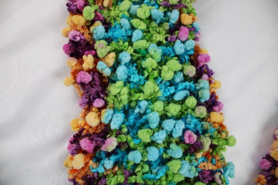 90"POPCORN STITCH CROCHET WINTER SCARF,5"WIDE,CHENILLE YARN,SOFT,MULTI ...