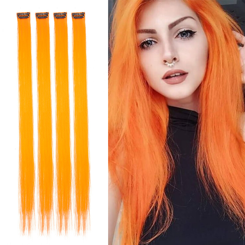 10 peices Highlight Clip In Colored Hair Extension Color Strip Straight ...