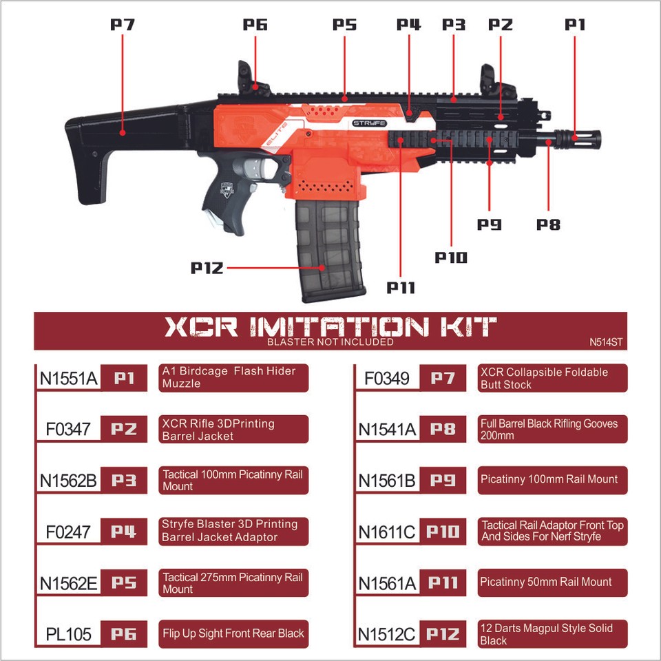 Worker MOD F10555 XCR-L Imitation Kit for Nerf Stryfe Foam Blaster Toy ...