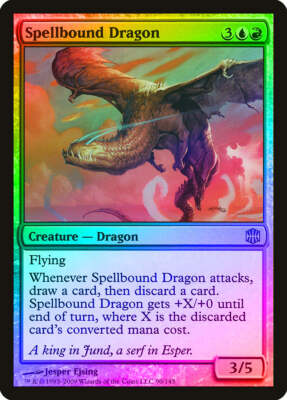 Spellbound Dragon FOIL Alara Reborn HEAVILY PLD Blue Red Rare MTG CARD ...