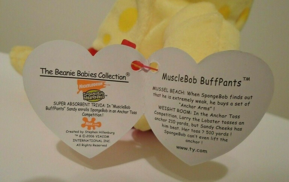 Ty Beanie Baby MUSCLEBOB BUFFPANTS (Spongebob Squarepants) NEW MWMTs ...