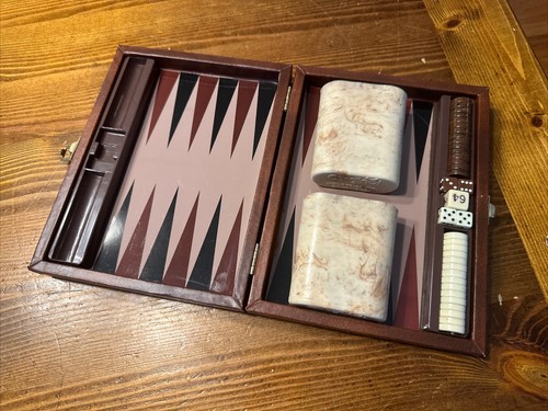 Vintage Cardinal Backgammon Brown Faux Leather Travel Set Magnetic ...