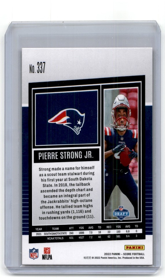 2022 Score Pierre Strong Jr. Rookie /499 New England Patriots #337 | eBay